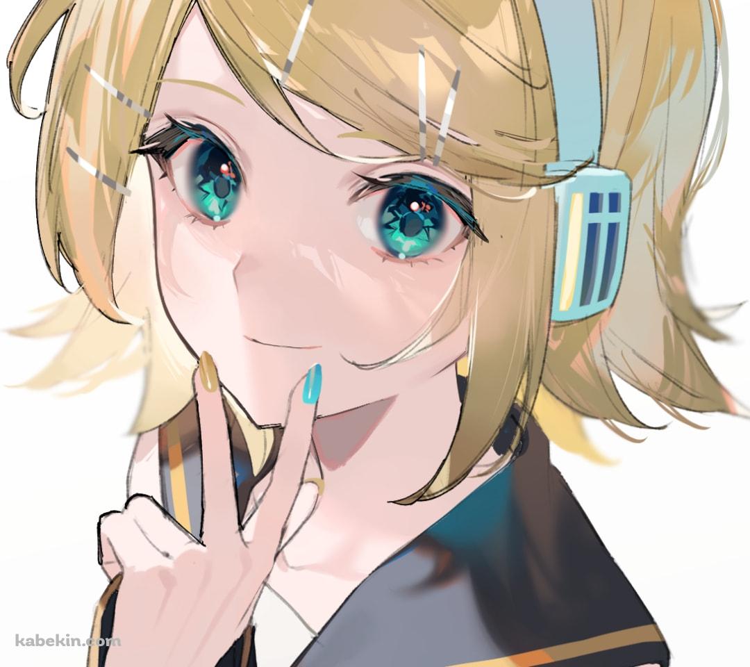 顎ピースをする鏡音リン / ボカロ 02 / ボーカロイドのAndroid用のスマホ壁紙(1080 x 960)| 壁紙キングダム