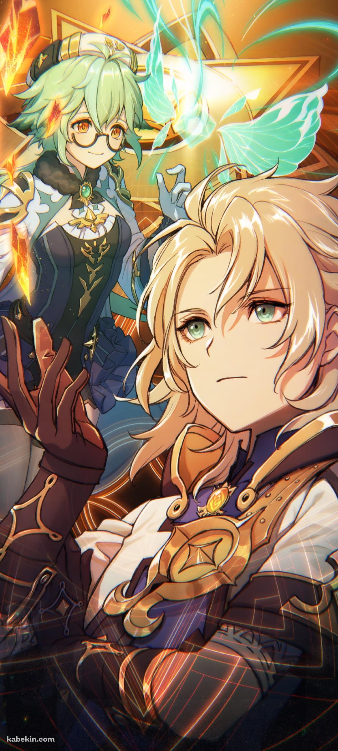 魔法を詠唱するアルベドとスクロース / 原神のAndroid用のスマホ壁紙(1080 x 2400)| 壁紙キングダム