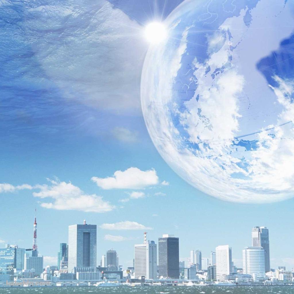 惑星と都会(1024x1024px)のデスクトップPC用の壁紙 | 高画質 | 壁紙キングダム