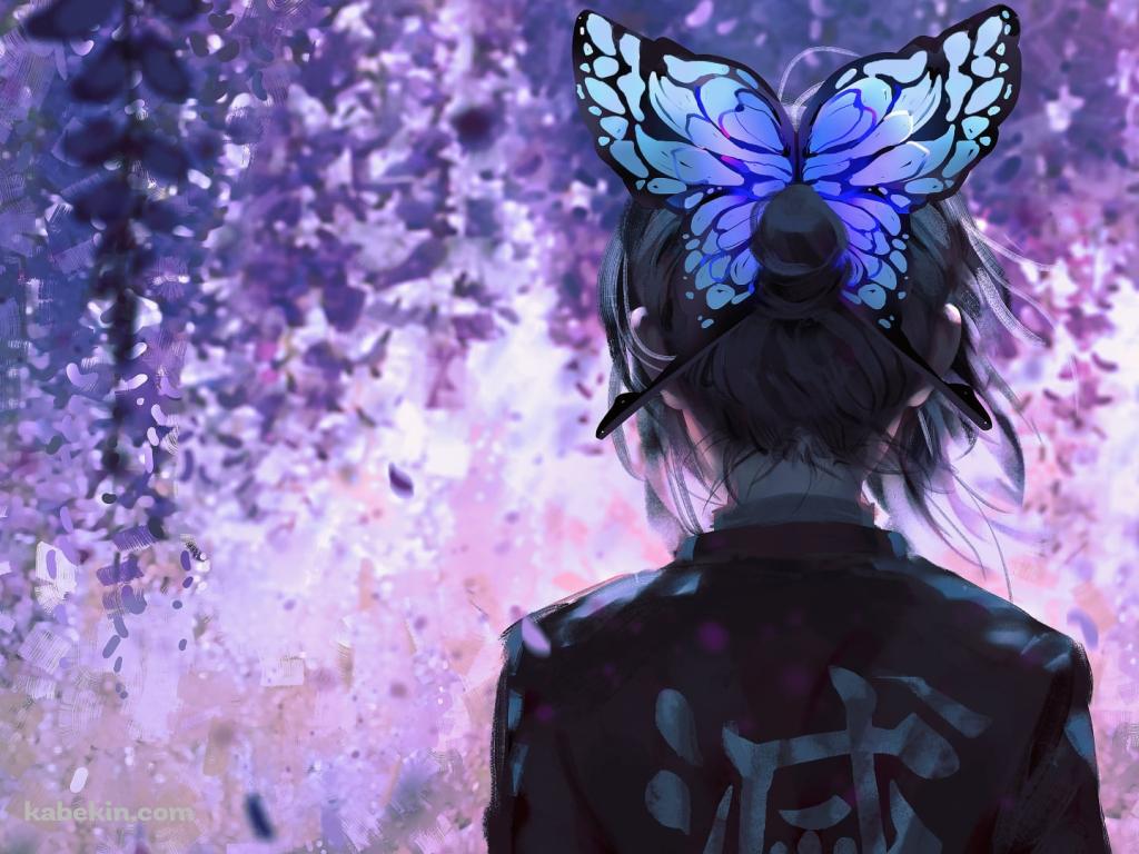 胡蝶しのぶ / 後ろ姿 / 青いアゲハ蝶 / 鬼滅の刃(1024x768px)のデスクトップPC用の壁紙 | 高画質 | 壁紙キングダム